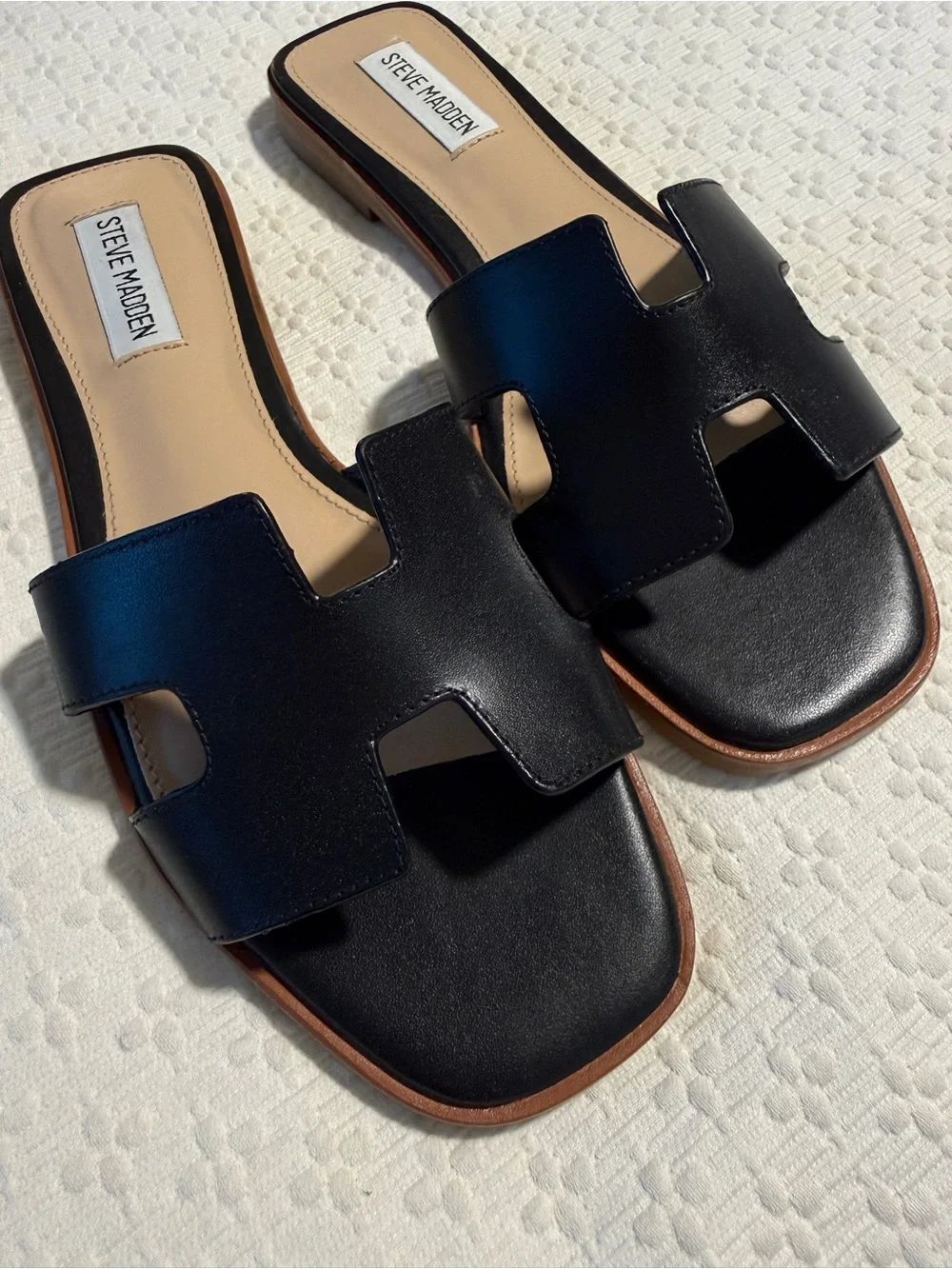 Steve Madden | Shoes | Steve Madden Hadyn Black Slipon Cutout Slide ...
